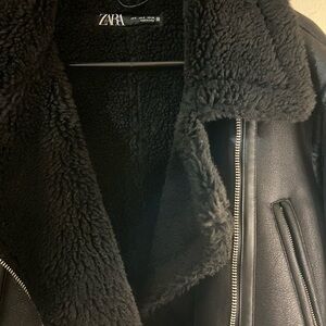 Zara | Jackets & Coats | Zara Black Faux Shearling Jacket | Poshmark